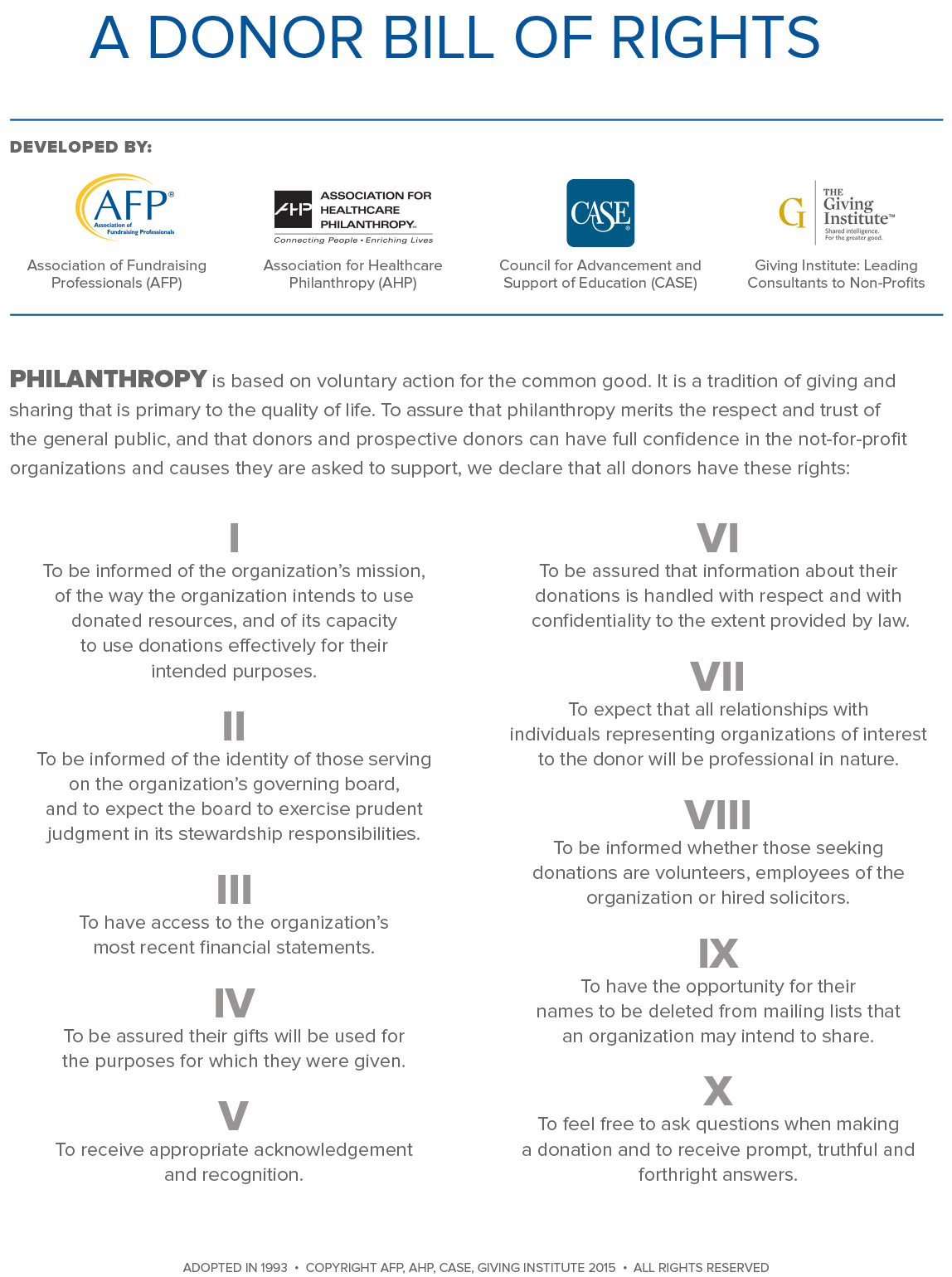 Donor Bill of Rights – WCA Foundation